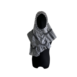 Ladies Hijab with Traditional Black & White Kuffiyah Pattern